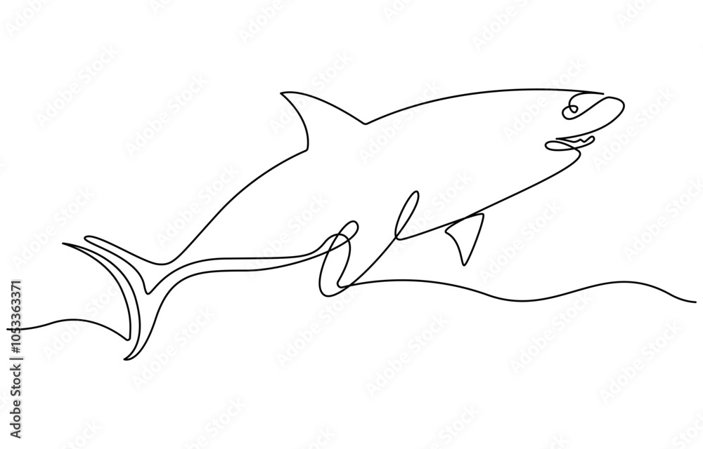 Continuous one line drawing of shark fish. Simple illustration of ...