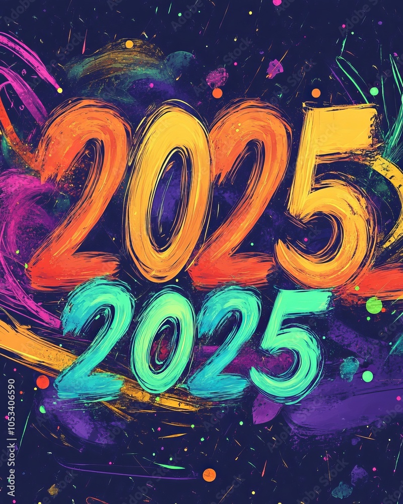 2025 typography design concept.Happy new year 2025 cover design with ...