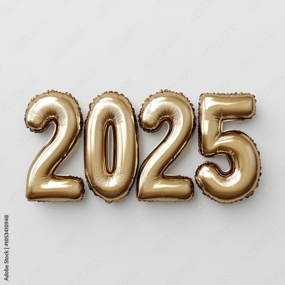 Happy New Year 2025. Golden realistic balloon numbers 2025 - cut out ...