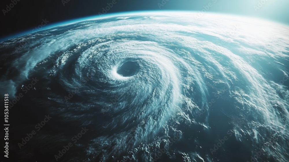 A satellite view captures the immense and swirling energy of a massive ...