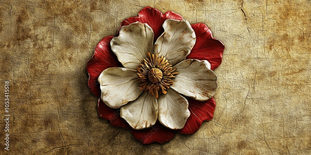 Tudor Rose (England): A stylized illustration of the Tudor Rose, with ...