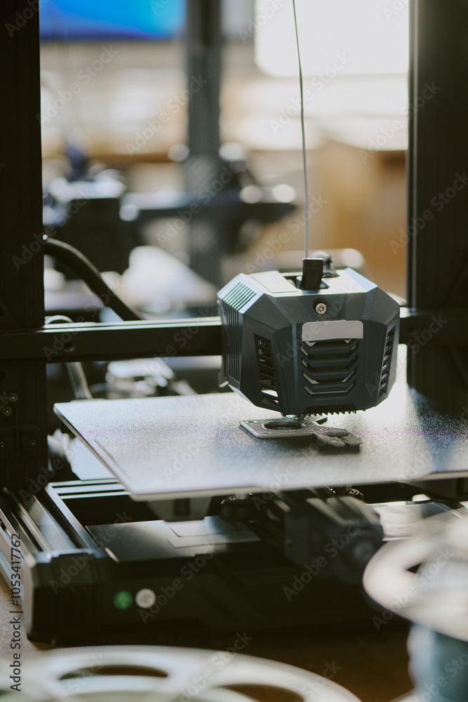 Process of creating 3D printed objects in workshop setting by operating ...