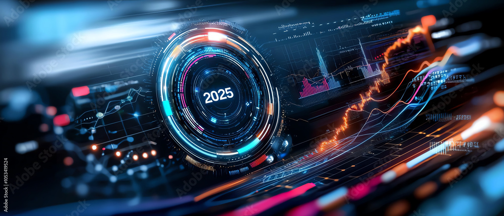 Futuristic business dashboard ai-driven market trend analysis ...