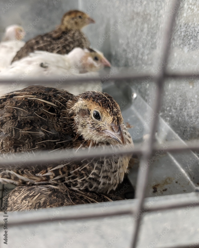 Little baby quails are growing up nicely. Commercial breeding of ...