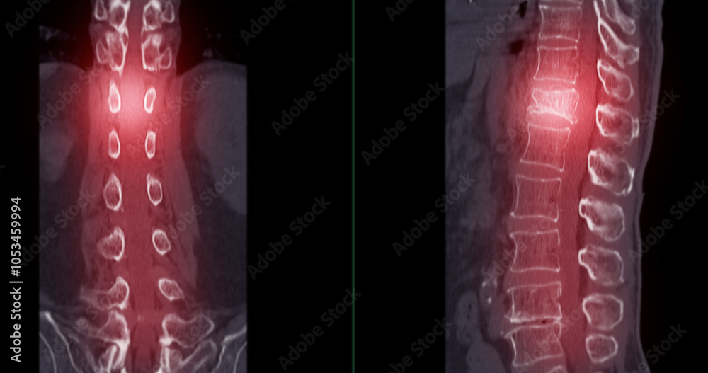 Lumbar Spine CT Imaging with L1 Compression Fracture.A vivid CT scan ...