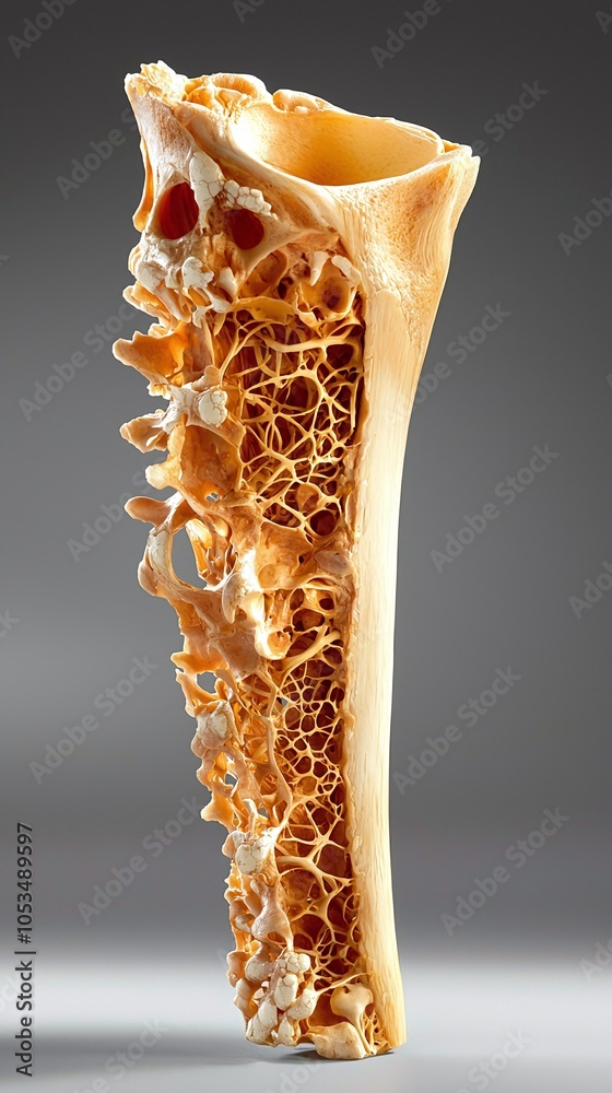 Human Bone Cross Section with Trabecular Structure. Stock Illustration ...