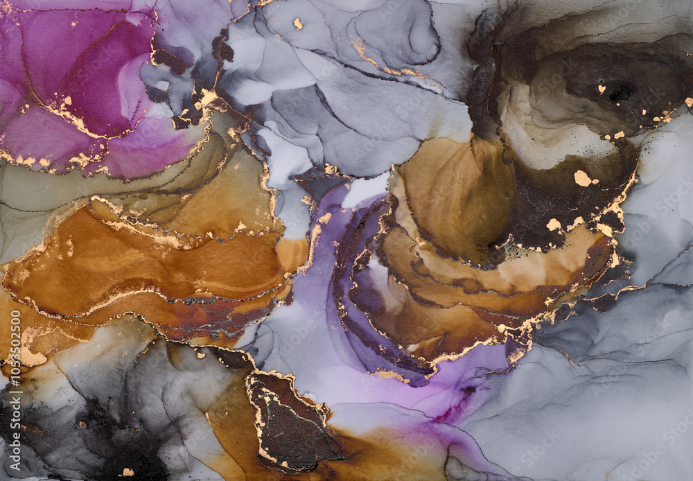 Soft waves of translucent color meet shimmering gold accents in ...