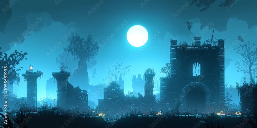 Spooky Graveyard Escape, eerie 2D platformer level featuring ghostly ...