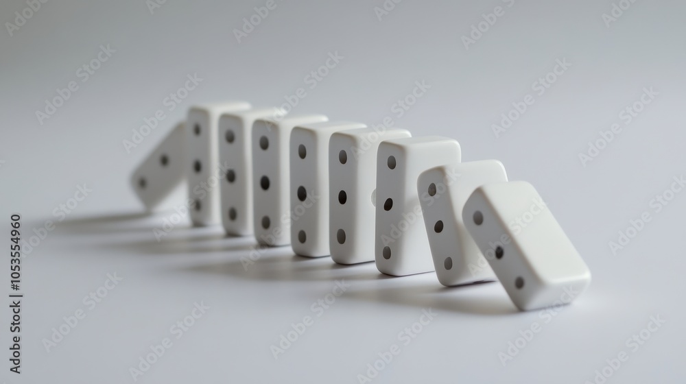 Strategic business domino effect concept showing meticulously arranged ...