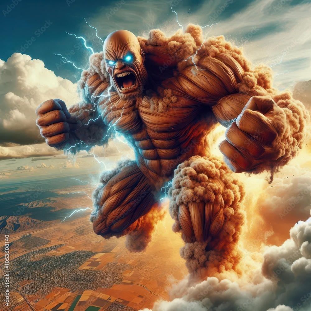 Ai generated illustration of a human flying monster in the form of a ...