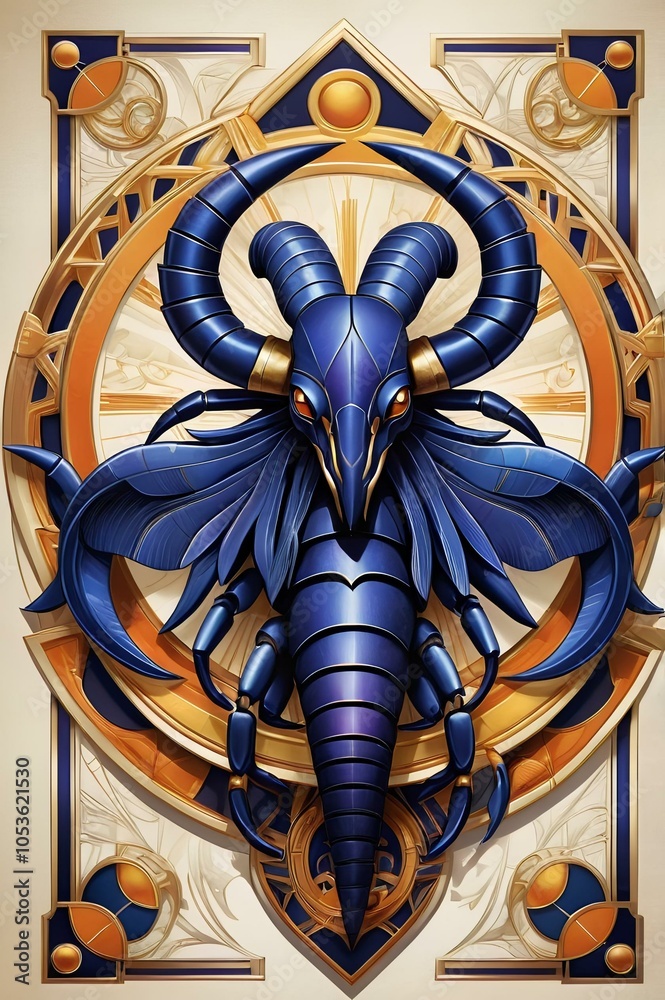 Scorpio Zodiac Astrology Symbol - Art Deco Scorpion Illustration with ...