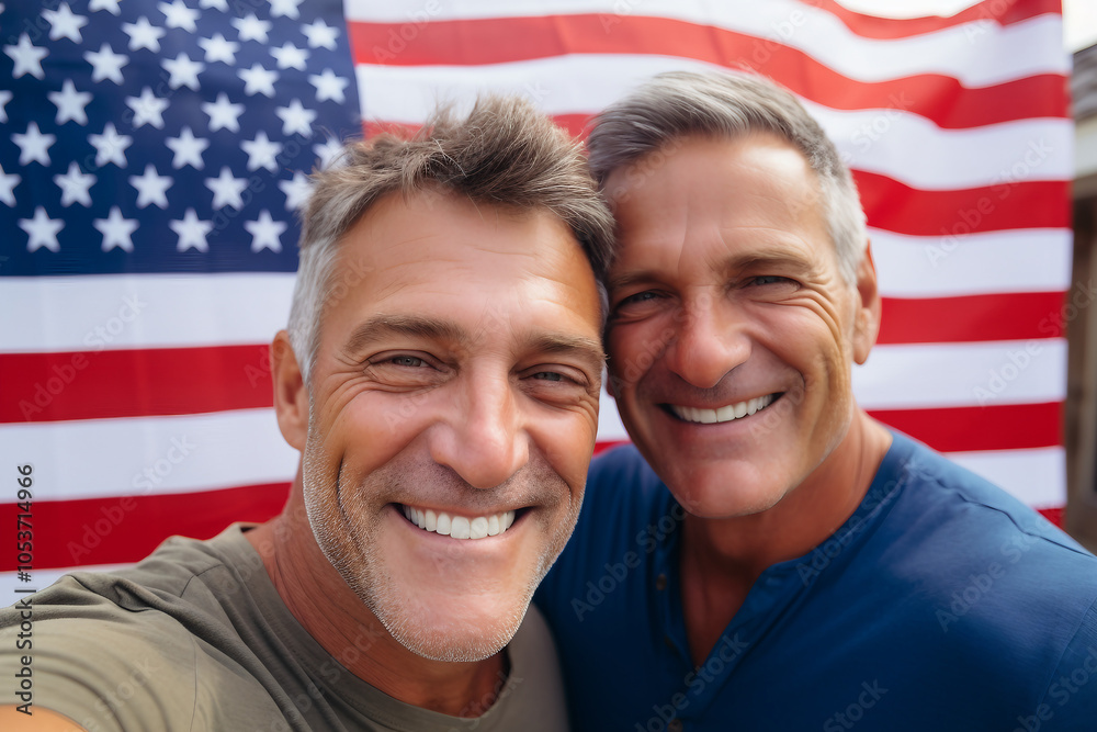 Happy american people citizens celebration national flag day ...