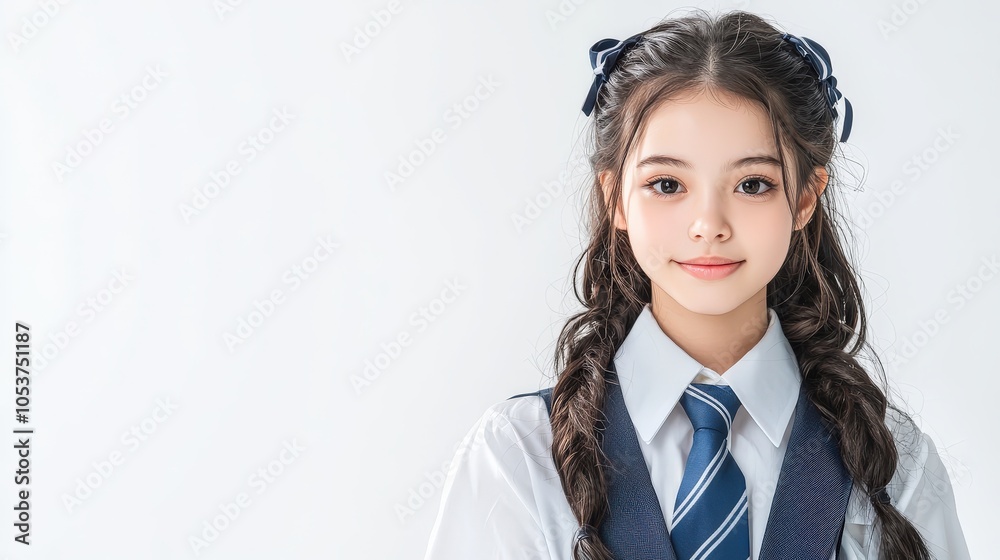 Teenager in School Uniform: a teenager wearing a crisp school uniform, standing confidently ...