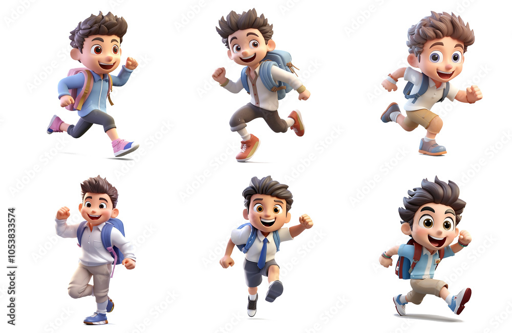 Animated Boy Running: Energetic animation of a happy boy with a ...