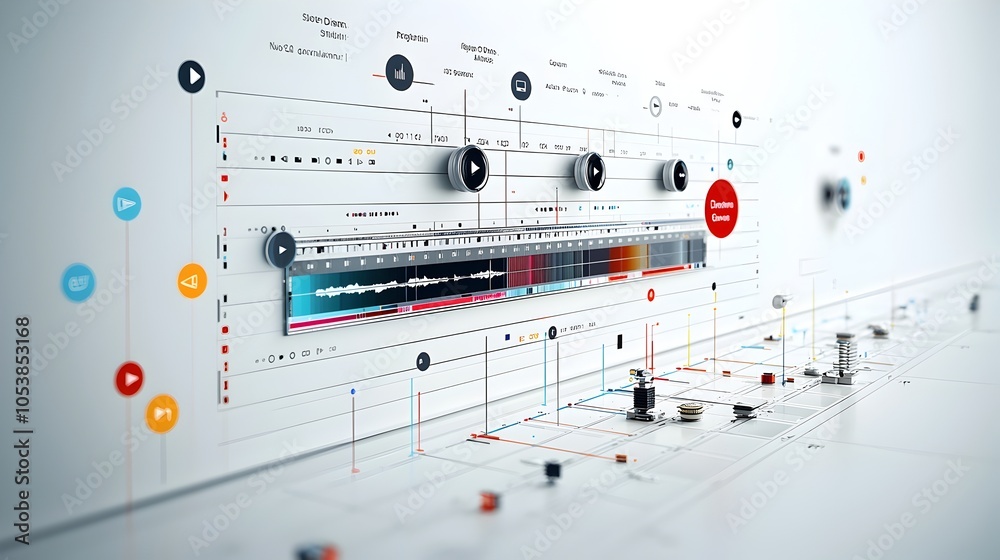 Elegant timeline showcasing the stages of video editing from ...
