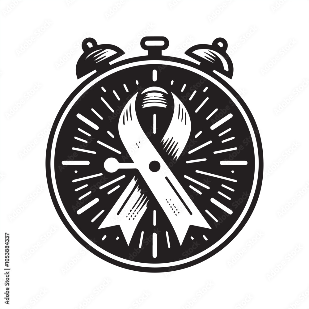 Vetor de Time For Awareness. This striking black and white illustration ...