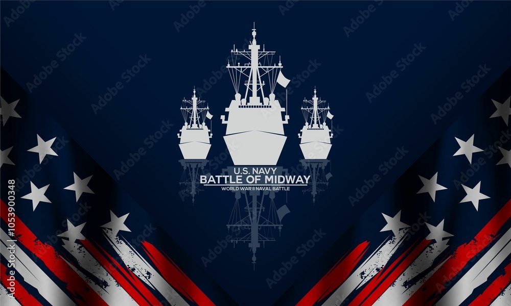Battle of Midway vektor background , June 4-6, 1942 . a historic naval ...