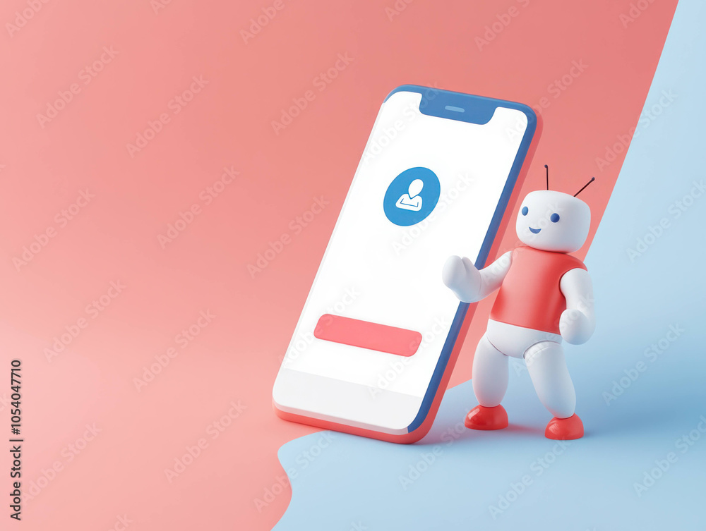 modern UI/UX design featuring friendly robot character next to ...