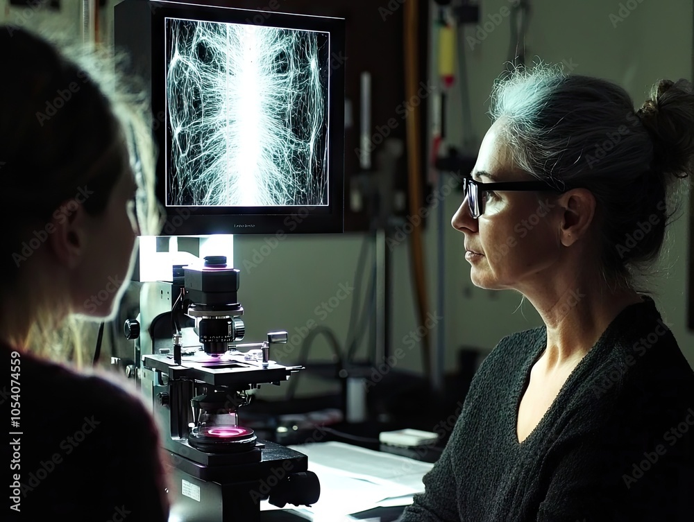 Investigación de Microorganismos Microbiólogos observando cultivos de ...