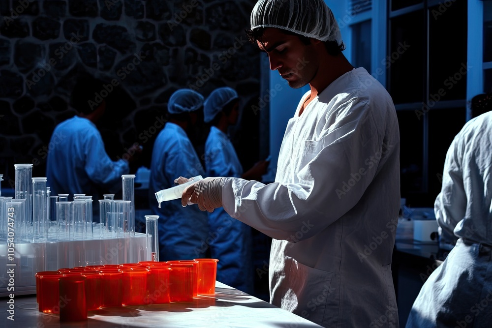Investigación de Microorganismos Microbiólogos observando cultivos de ...