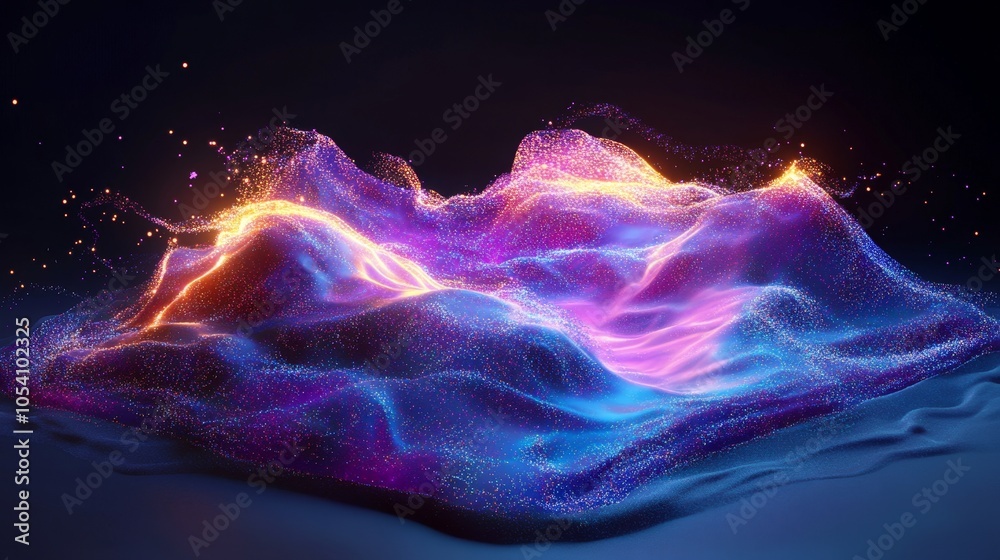 Stylized digital sandbox environment, vibrant colors, interactive ...