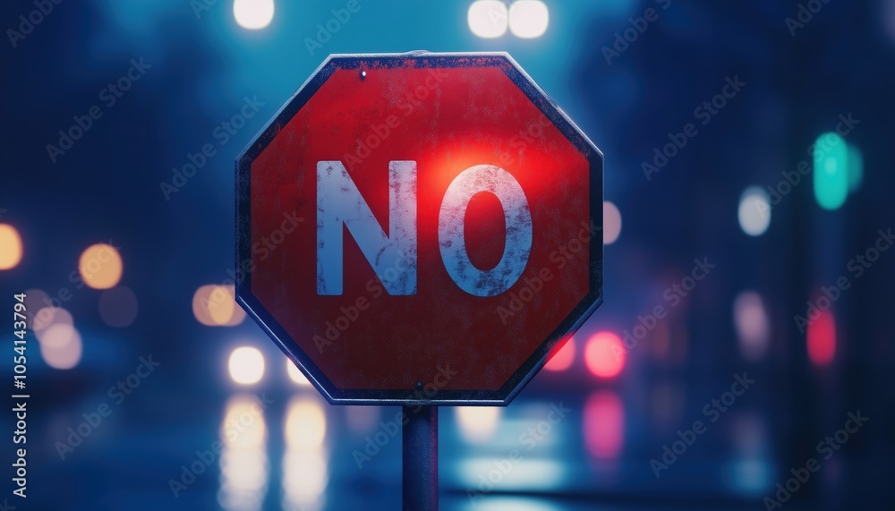 Illustration Of A Stop Sign In Flat Style With Prohibition Gestures For ...