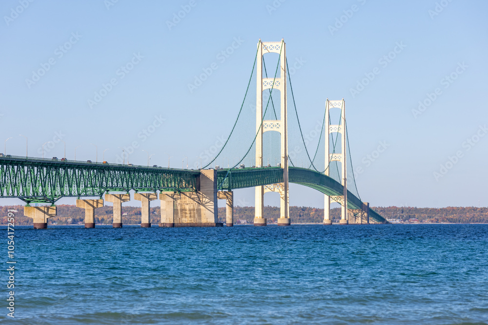 Mackinac Bridge suspension bridge connects the Upper and Lower ...