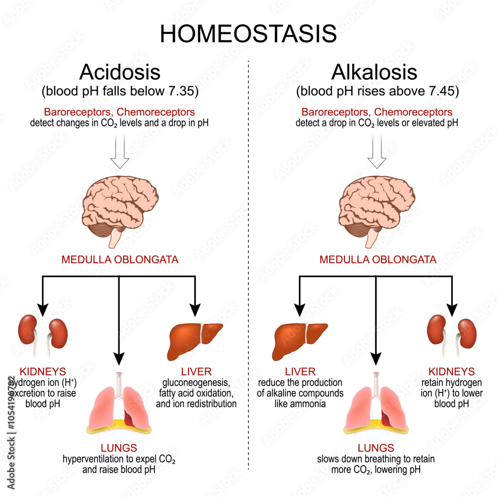 Photo & Art Print Homeostasis. pH regulation. Alkalosis, and Acidosis ...