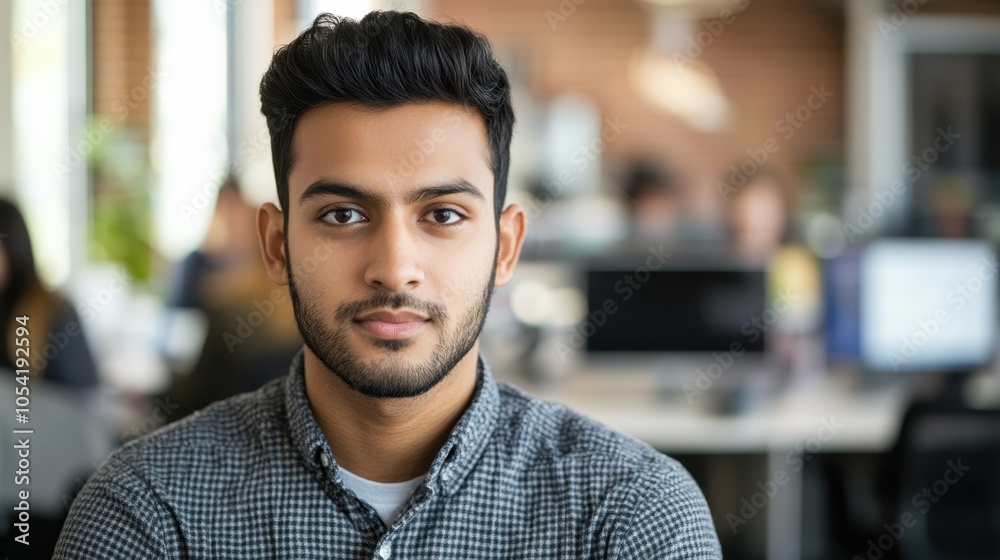 A young South Asian male software engineer is captured in a ...