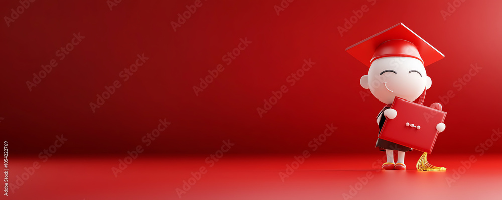 Graduate posing with diploma, cap in hand, lasting memory, 3D ...