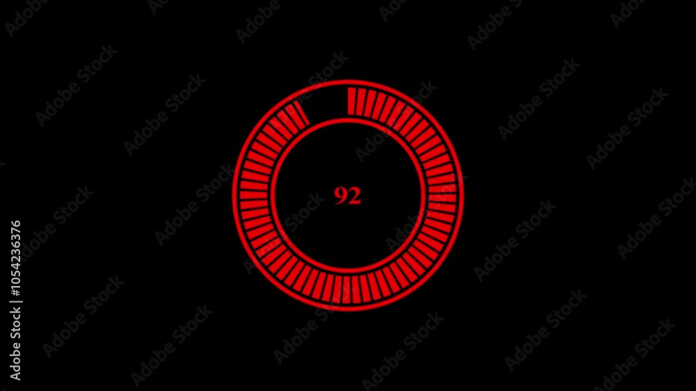 Loading progress bar animation on black background. Indicator from 0 to 100 increasing ...