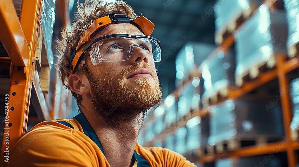 Close up portrait of a smiling warehouse worker wearing a uniform ...
