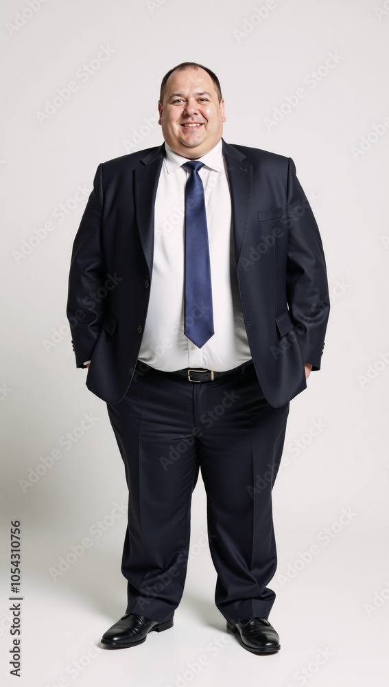 Overweight Businessman A single-line illustration of an obese man ...