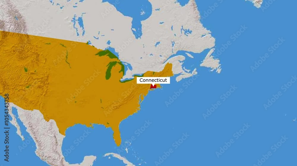 The State Of Connecticut.Political map of United States.Connecticut map ...