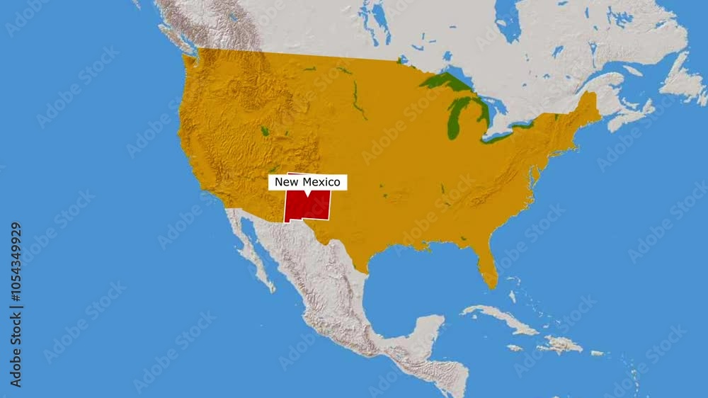 The State Of New Mexico.Political map of United States.New Mexico map ...