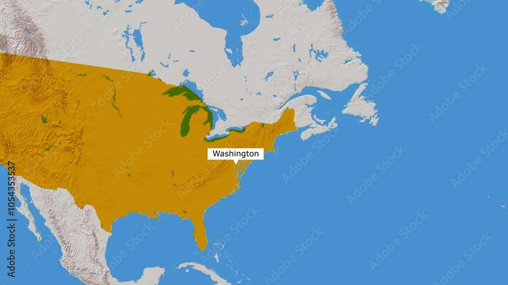 The State Of Washingtons.Political map of United States.Washingtons map ...