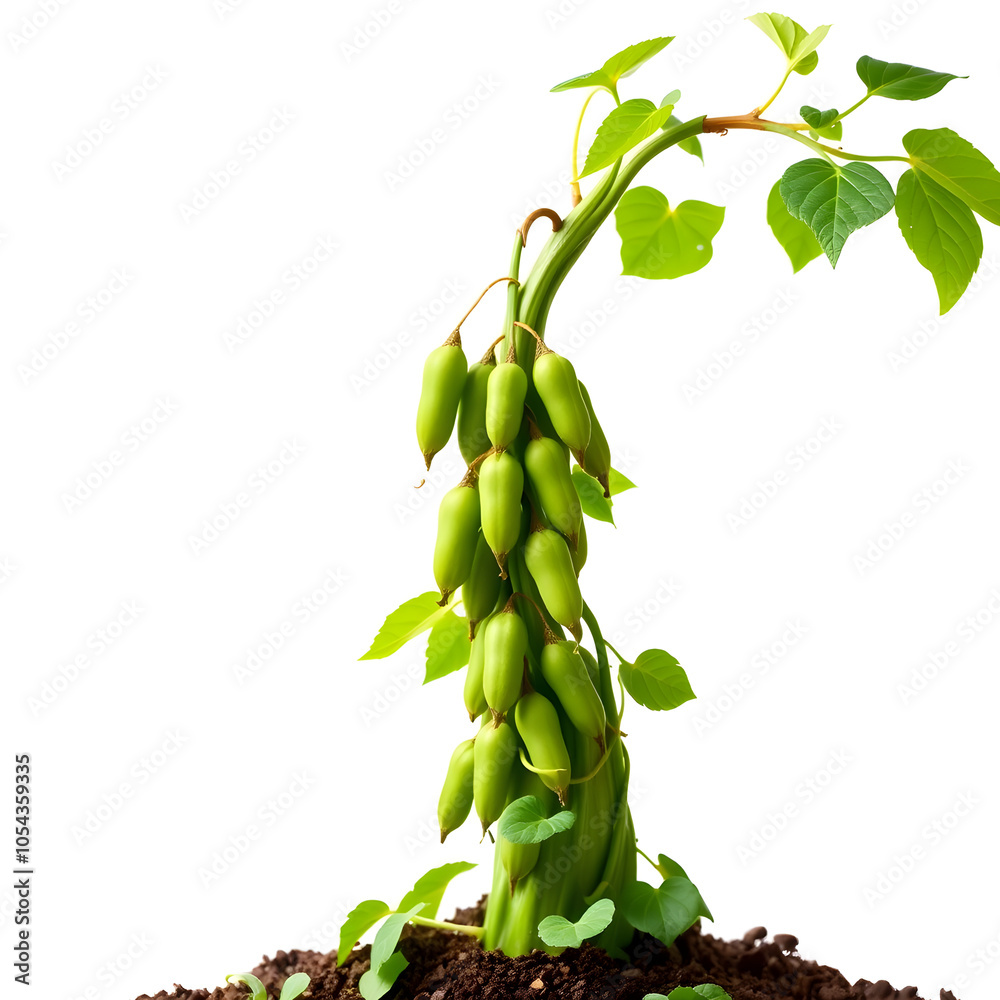 Beanstalk grown from magic beans, white background. Generative AI Stock ...