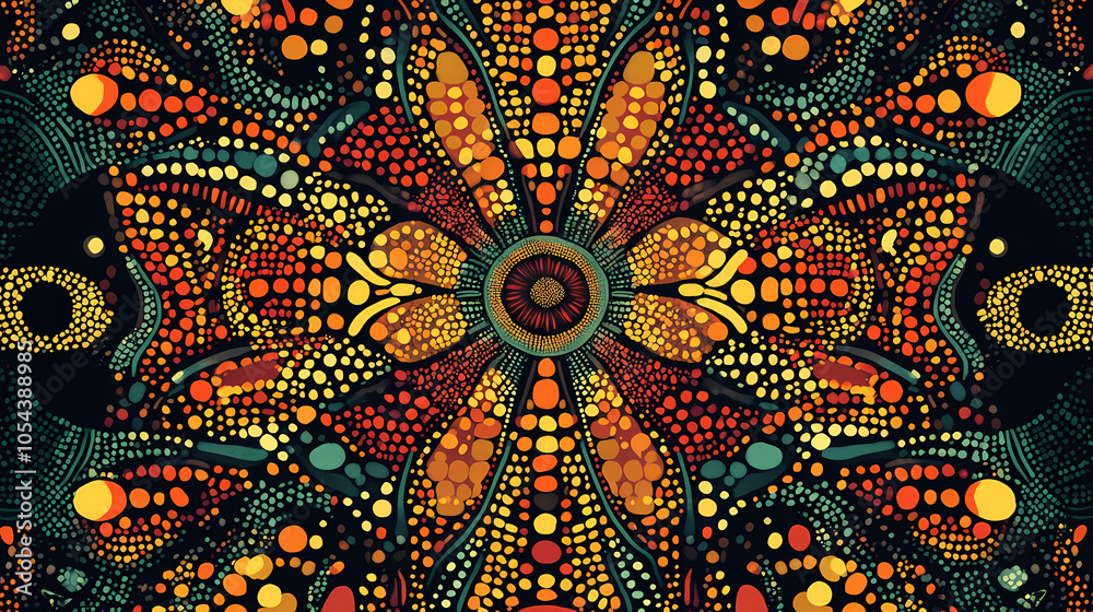 Traditional australian aboriginal tribal pattern with intricate dots ...