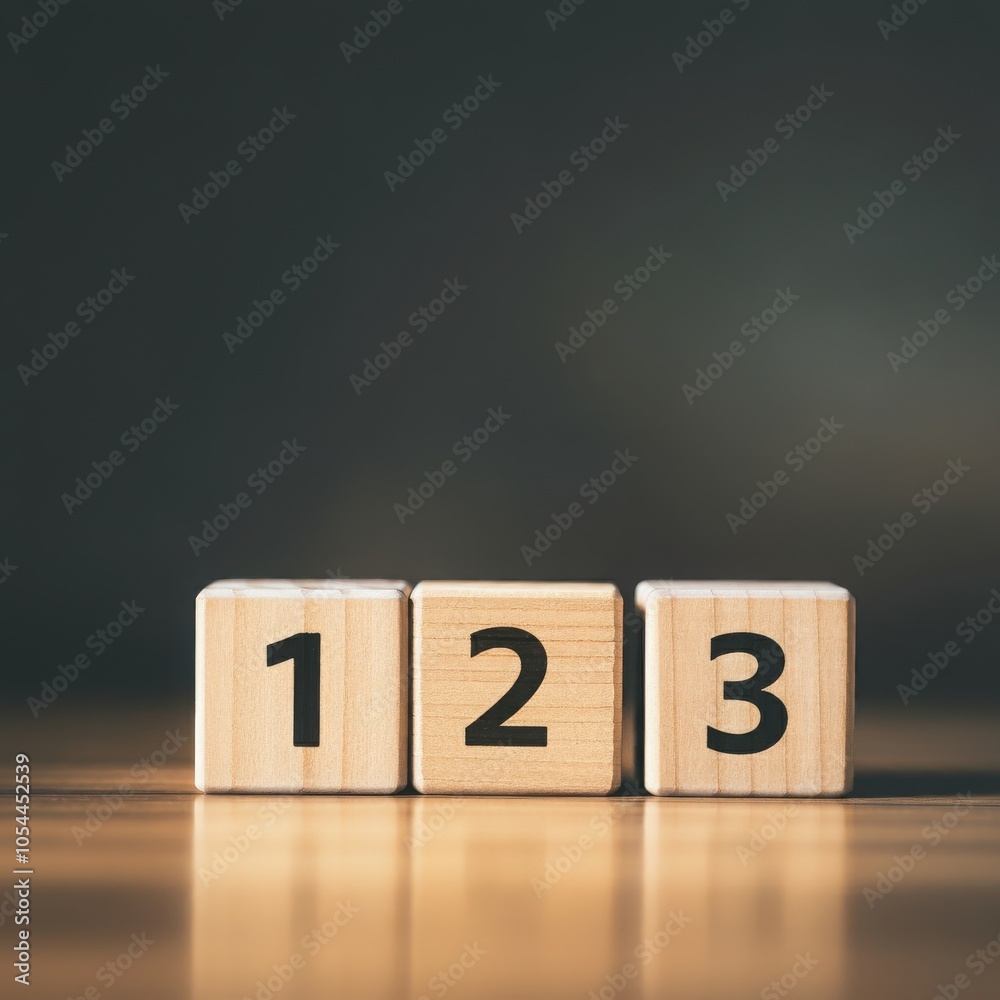 Wooden blocks with numbers "123" , symbolizing counting, basic math ...