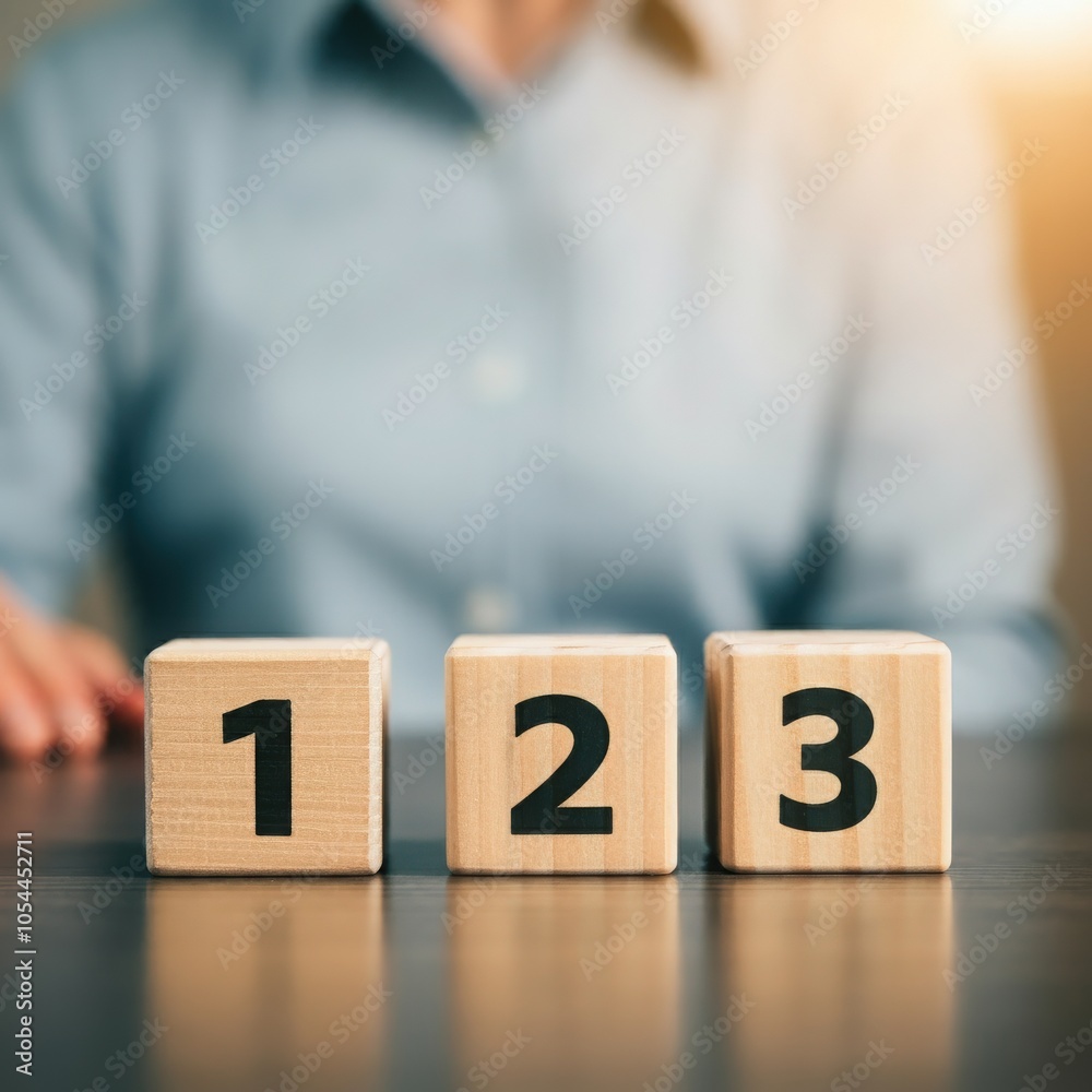 Wooden blocks with numbers "123" , symbolizing counting, basic math ...