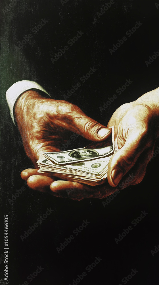 International Anti-Corruption Day Close-up of hands holding a stack of ...