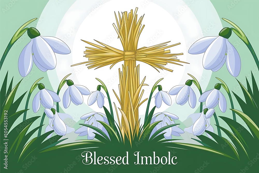 Celebrating Imbolc Festival with Symbolic Brigid Cross and Snowdrops ...