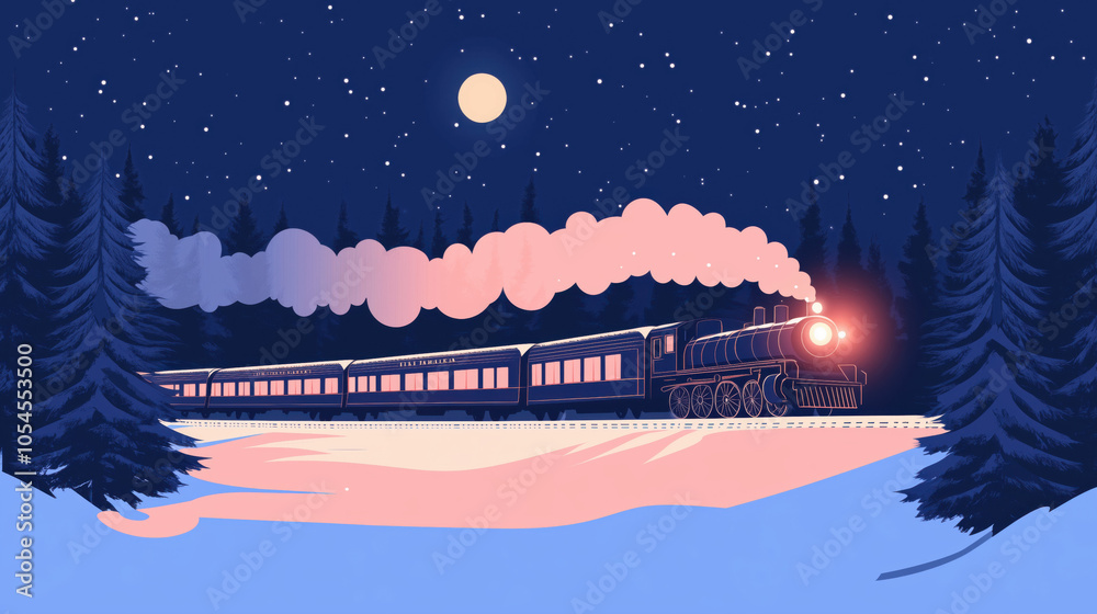 North Pole Train station with Christmas Santa express train awaiting ...