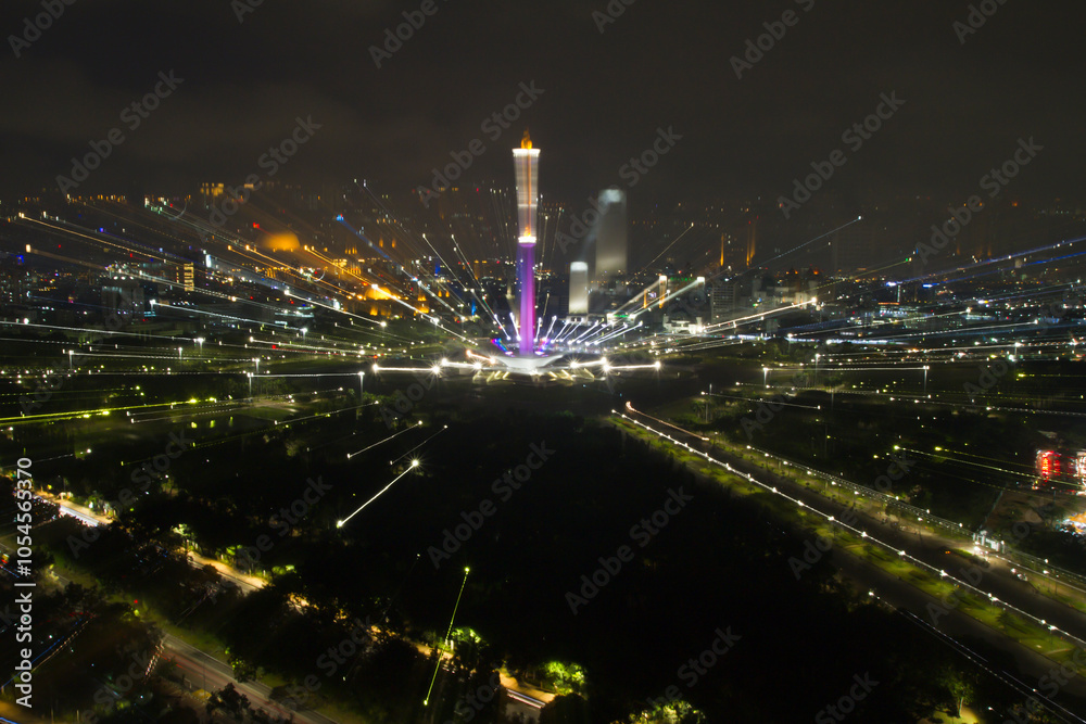 Jakarta city skyline with iconic symbol likes National Monument (Monas ...