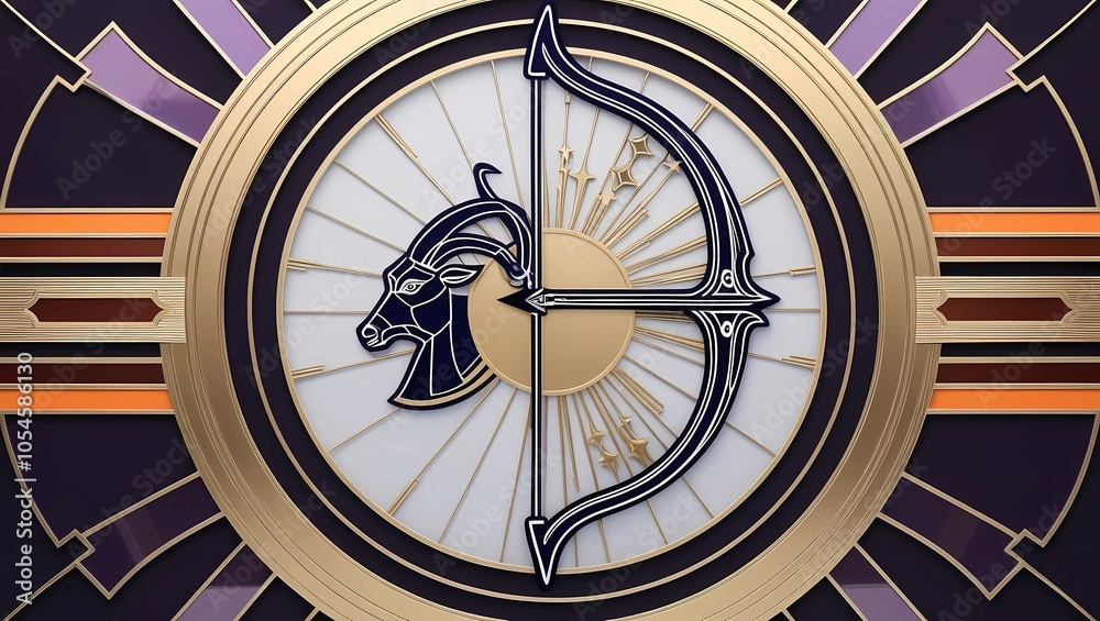 Sagittarius Zodiac Astrology Symbol - Art Deco Archer Illustration with ...