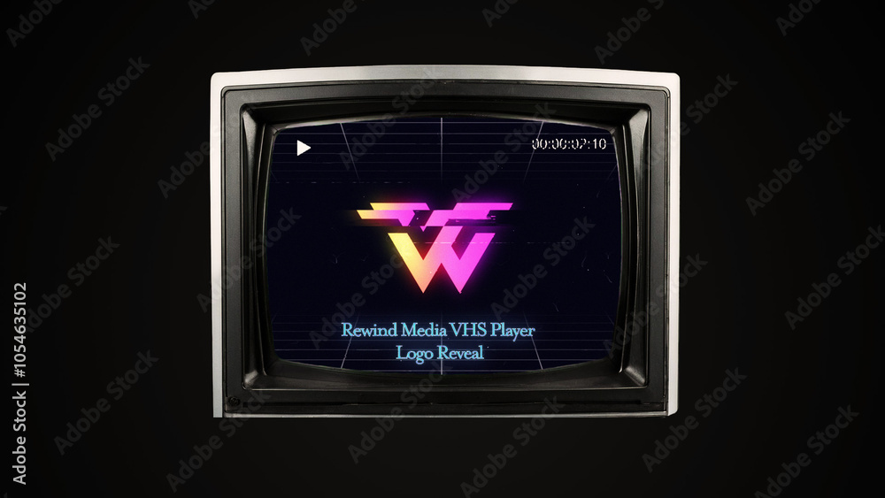 Retro TV Rewind Media VHS Player Logo Reveal 62 1:1 16:9 9:16 Stock ...