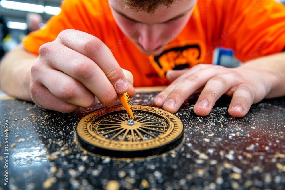 Person using a protractor on a piece of paper, capturing the organized ...
