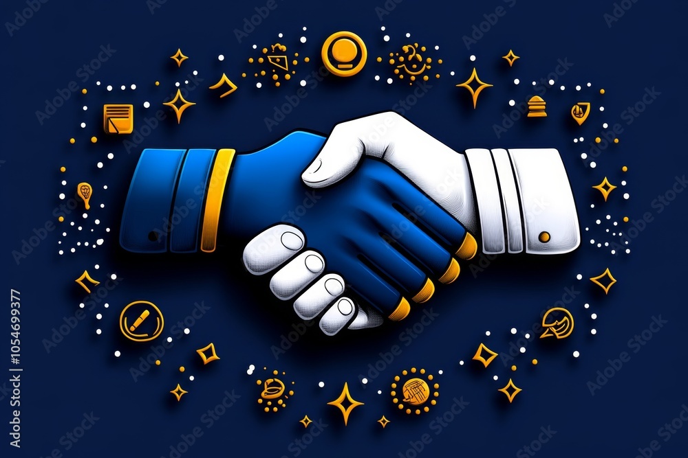 Poster Minimalist line art of a handshake, capturing the simplicity and ...