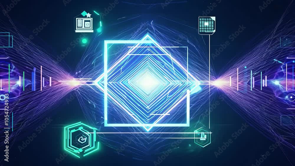 Visualizing quantum wavefunction collapse in AI decision-making สต็อก ...