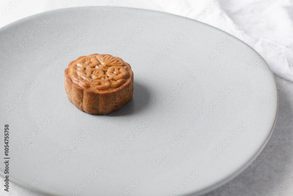 Overhead view of homemade mooncakes, top view of baked mooncakes on ...